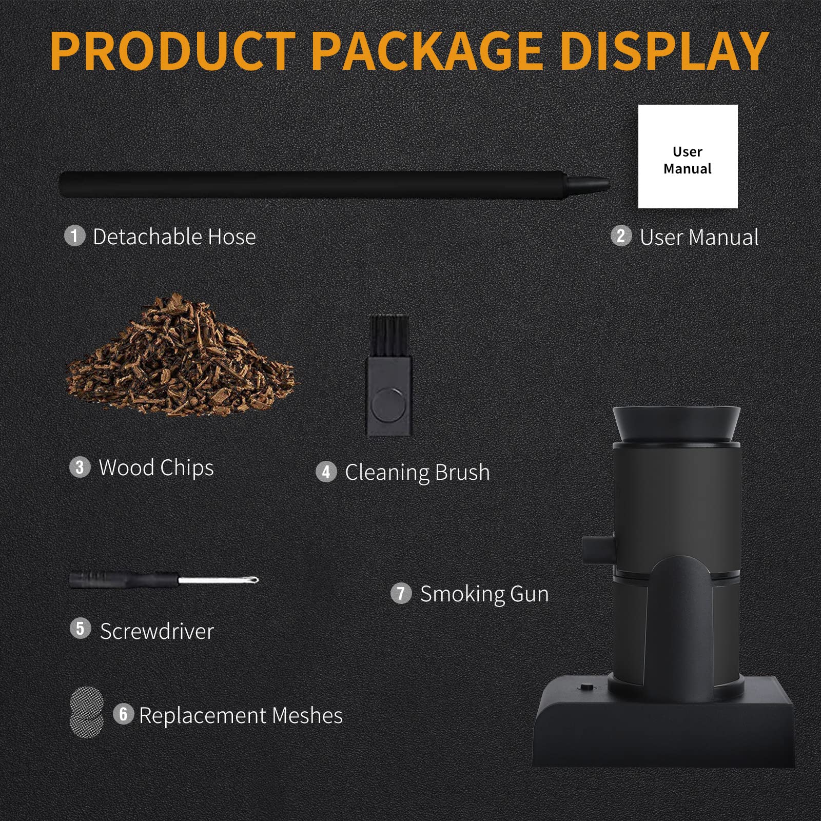 Boruit SK301 Smoking Gun Cocktail Smoker Kit with Wood Chips, Whiskey Meat Bbq Cheese Smoking Infuser Portable Cold Flavour Dry Blaster