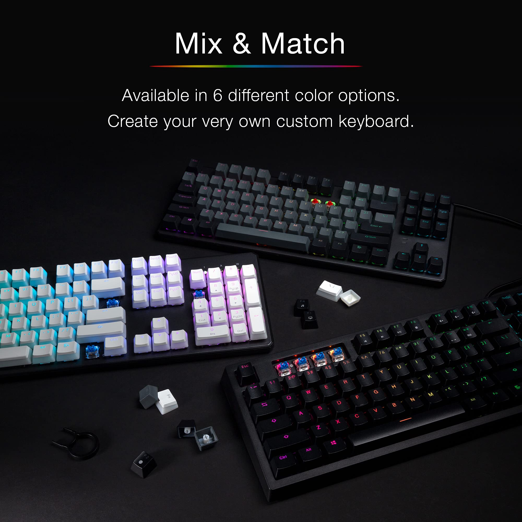 TECWARE PBT Keycaps, Double-Shot PBT Keycap Set, for Mechanical Keyboards, Full 112 Keys Set, OEM Profile, English (US, ANSI)