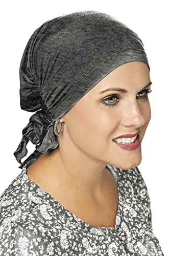 Cardani Easy On Pre Tied Head Scarf Bamboo Viscose Ready Tie Scarves - Luxury Bamboo - Charcoal