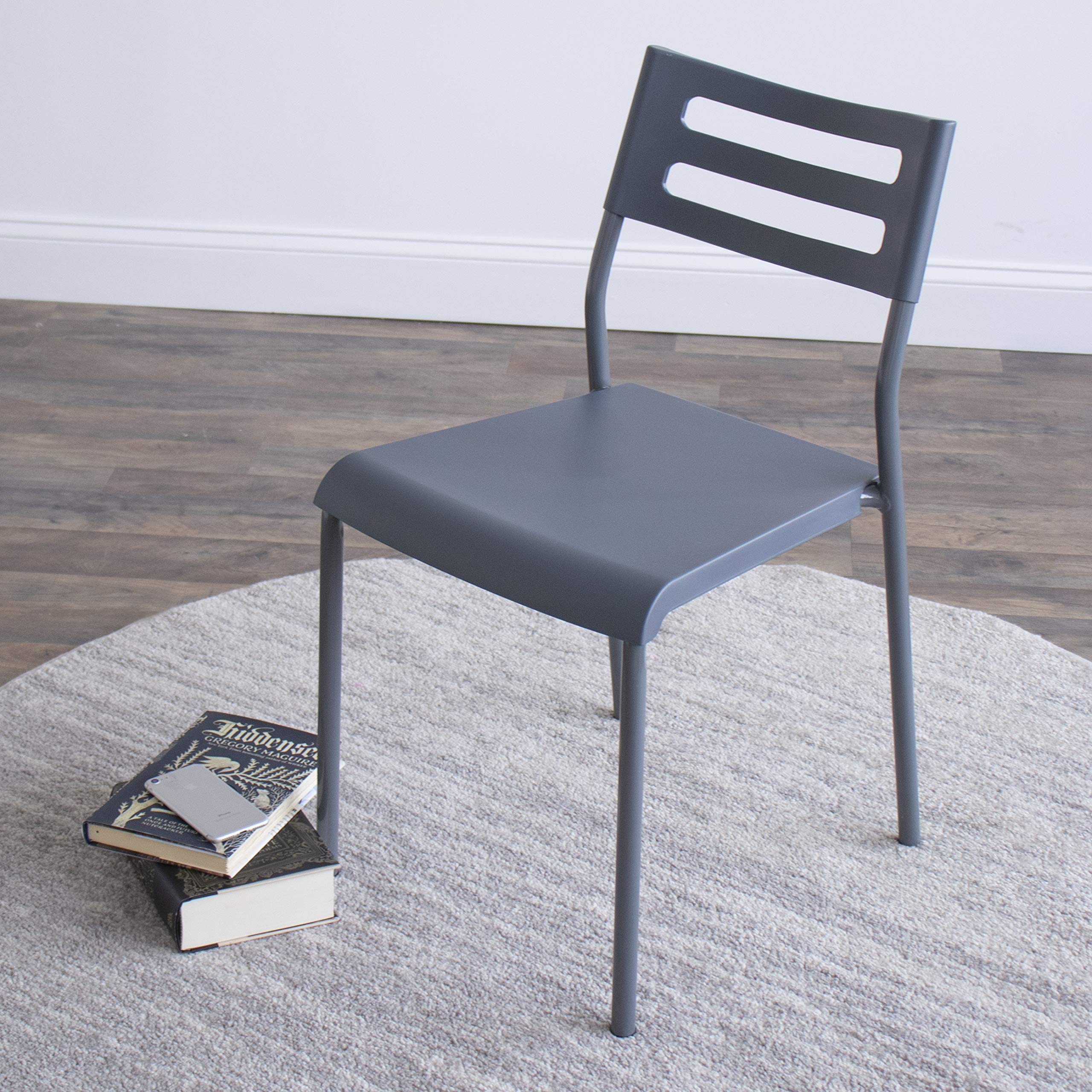 Humble Crew Desk Chair no Wheels, Grey, 16"W x 19"D x 30"H, 200 lbs Max - Lightweight Plastic Chair for Small Spaces - Premium Stackable Minimalist Chair for Office, Dorm, Bedroom, Dining, and More