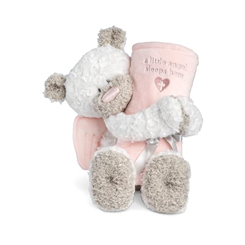 DEMDACO Guardian Angel Pink Polyester Ultra Soft Plush Bear and Receiving Blanket Set of 2