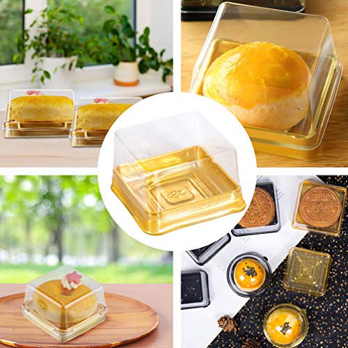 Hemoton Mini Cake Box 100Pcs Clear Plastic Mini Cupcake Cookie Box Muffins Mooncakes Box Pastry Packing Boxes Christmas Holiday Party Favors Supplies Mini Mooncake Box