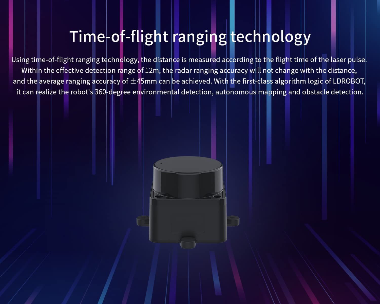 innomaker DTOF LiDAR Time-of-Flight Lidar STL-19P, 360 Degree Omni-Directional Laser Scanning,Anti-Glare 60000Lux, 5000Hz ranging Frequency, 12m Radius ranging, Support ROS/ROS2