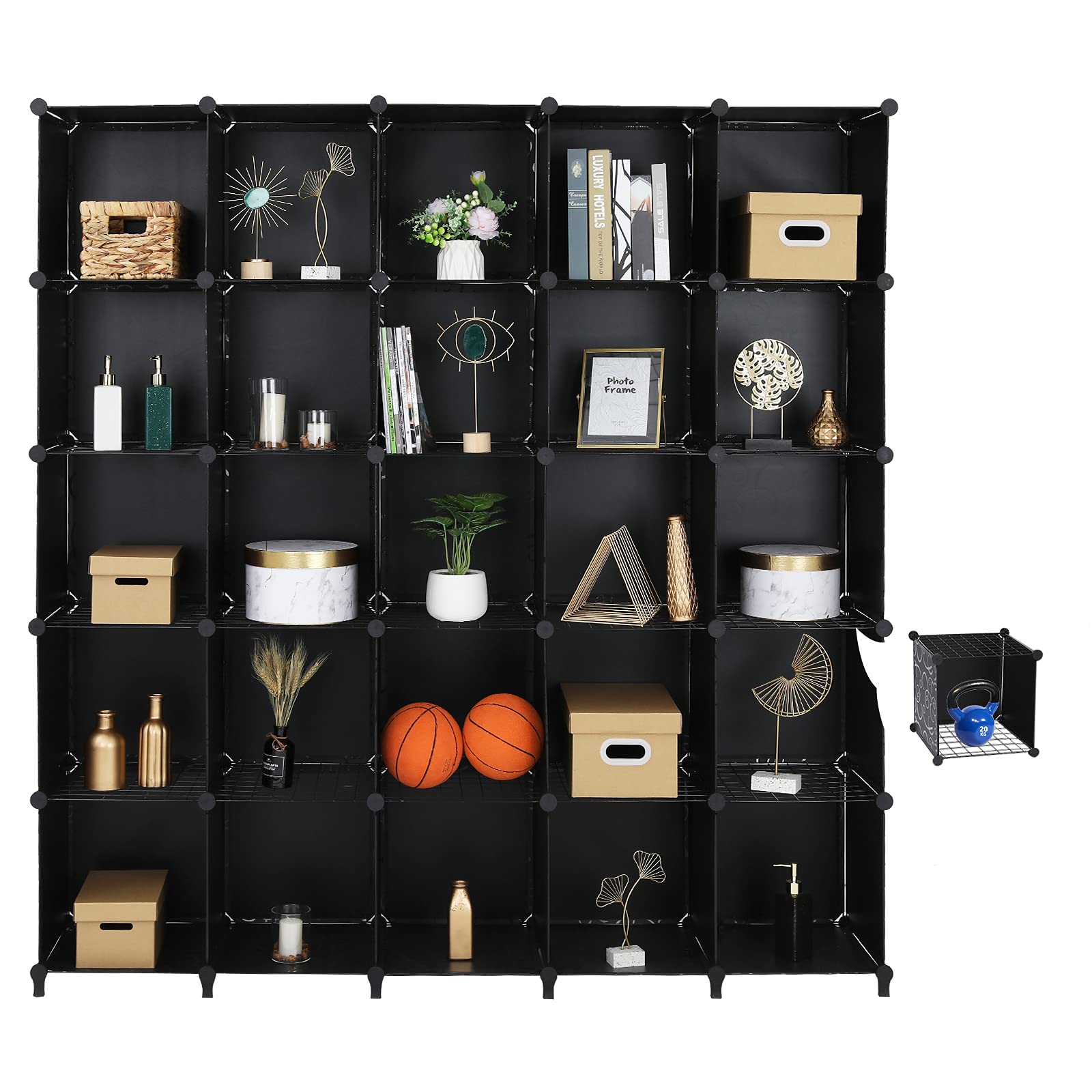 VINGLI 25 Cube Storage Organizer Closet Storage Shelves, DIY Wire Cube Modular Bookcase Storage, Plastic Closet Cabinet, Ideal for Living Room Bedroom, Home, Office