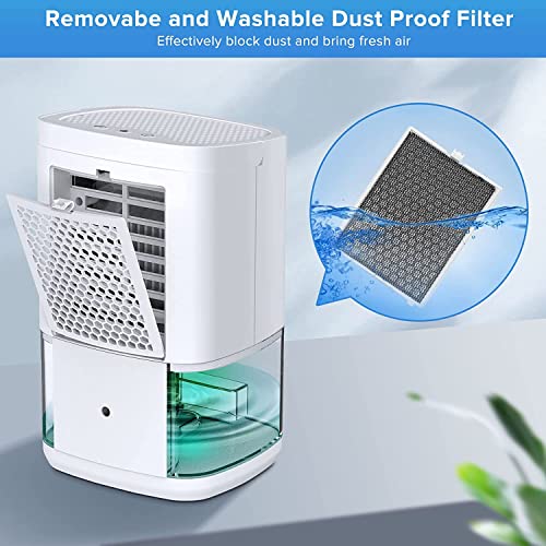 LAOVER Dehumidifiers, 1000ml Dehumidifier for Home, Portable Small Bedroom Bathroom Basement Closet Garage RV Office, Auto Shut Off 7 Colorful LED & Two Working Modes Ultra Quiet, White