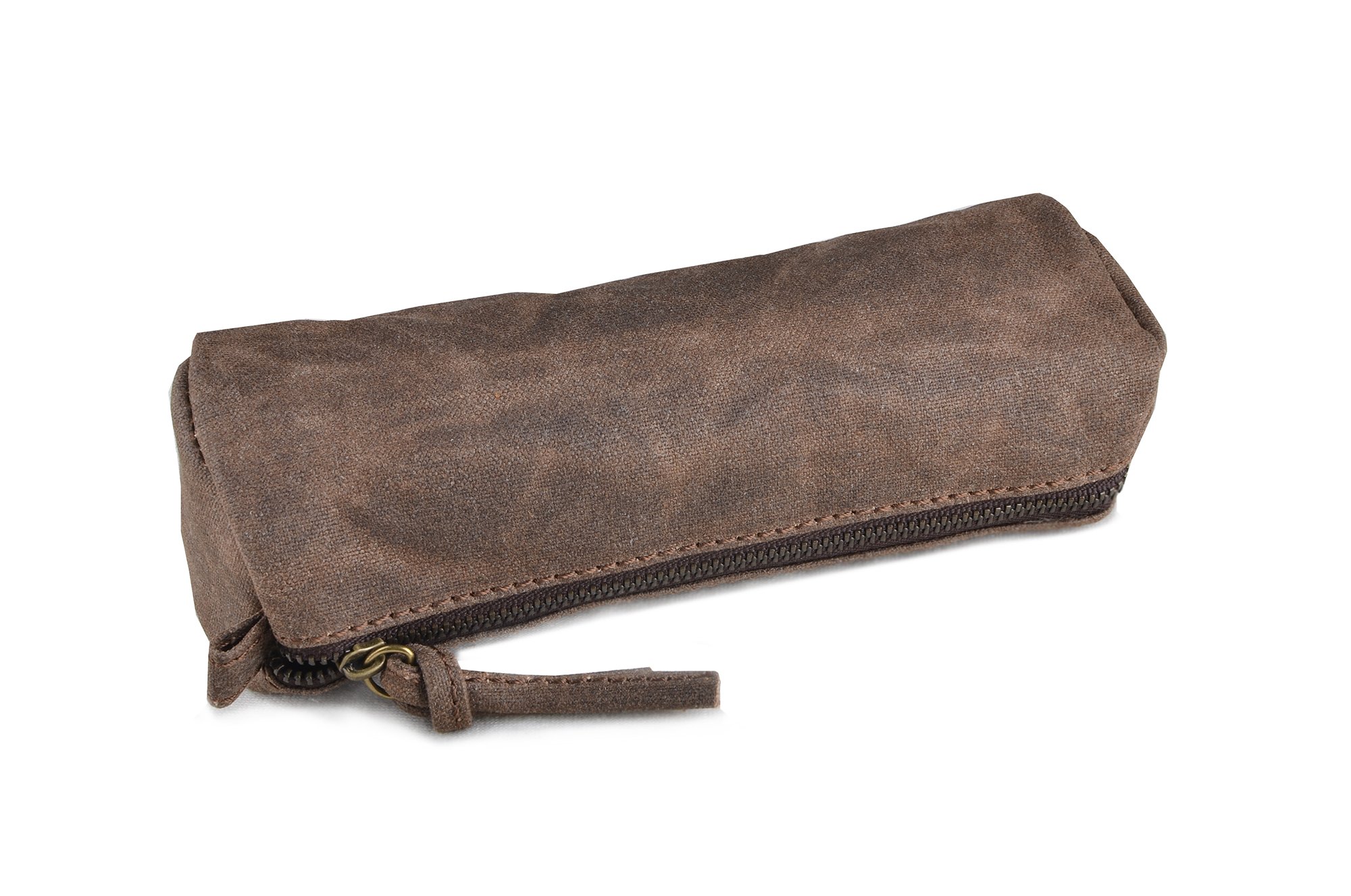 Gootium Vintage Waxed Canvas Pencil Case Organizer For Artists, 7"x2"x2.5"