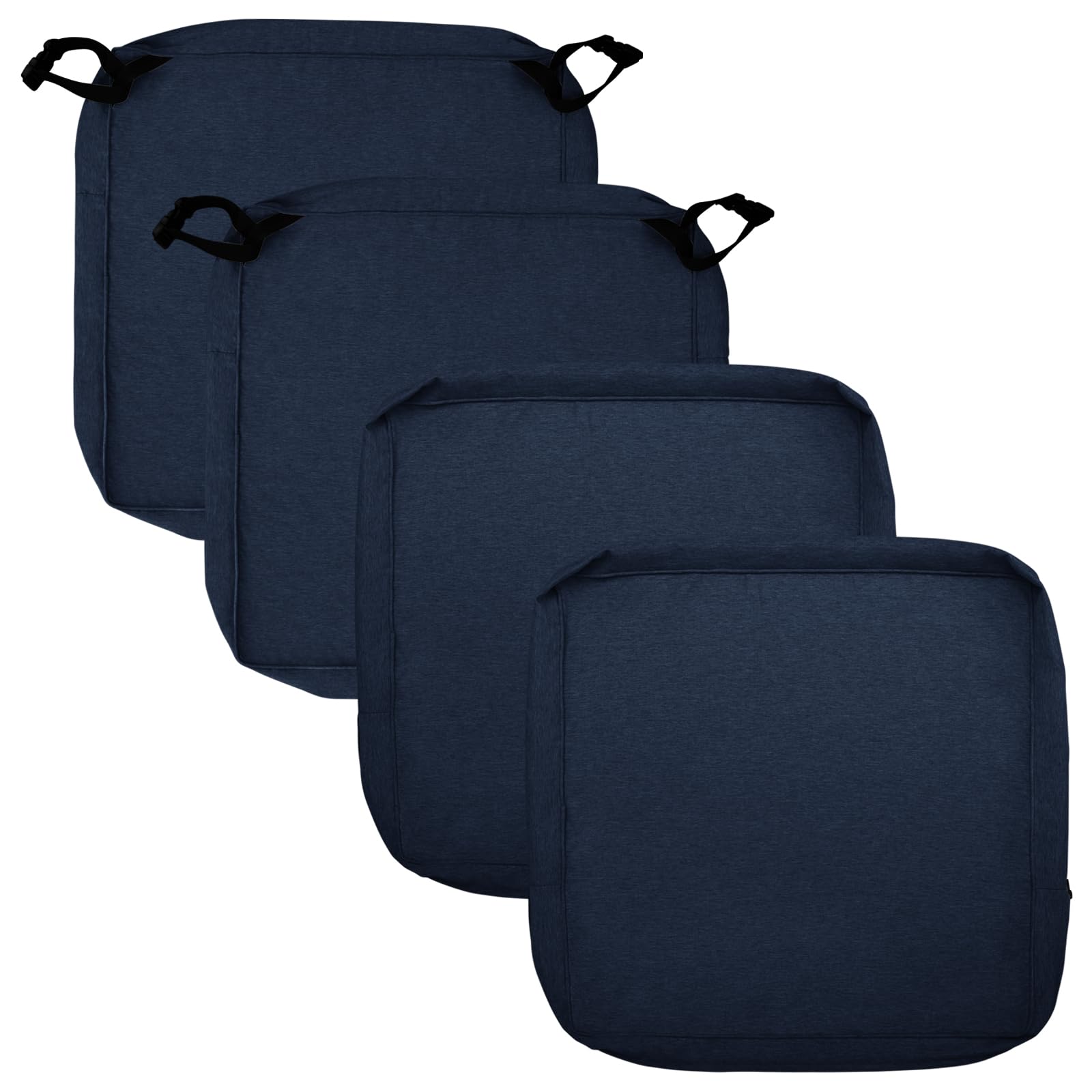 Easy-Going Patio Cushion Covers 22x20x4 Inch 4 Pack, Linen Look Outdoor Water Resistant Chair Seat Cushion Slipcover with Zipper for Outdoor Furniture, Covers Only! Navy