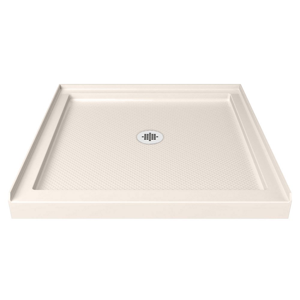 DreamLine SlimLine 36 in. D x 36 in. W x 2 3/4 in. H Center Drain Single Threshold Shower Base in Biscuit, DLT-1136360-22