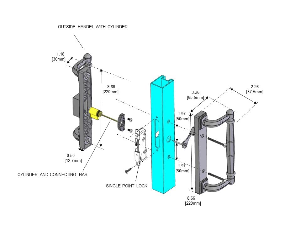 House Guard 20001 Series Patio Door Lock and Handle Set with Key Choices That Add a Unique Signature to Your Patio Doors Glass Sliding Door Handle(Black)