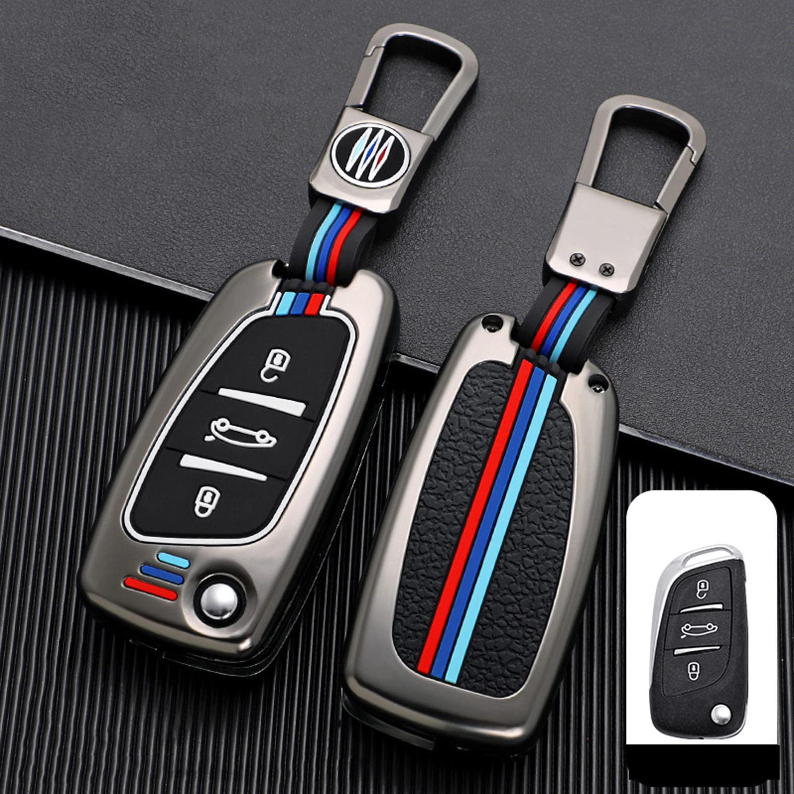 COVAKO 3 Button Car Fold Key Case Full Cover,for Peugeot Citroen C1 C2 C3 C4 C5 DS3 DS4 DS5 DS6 Auto Key Shell Accessories