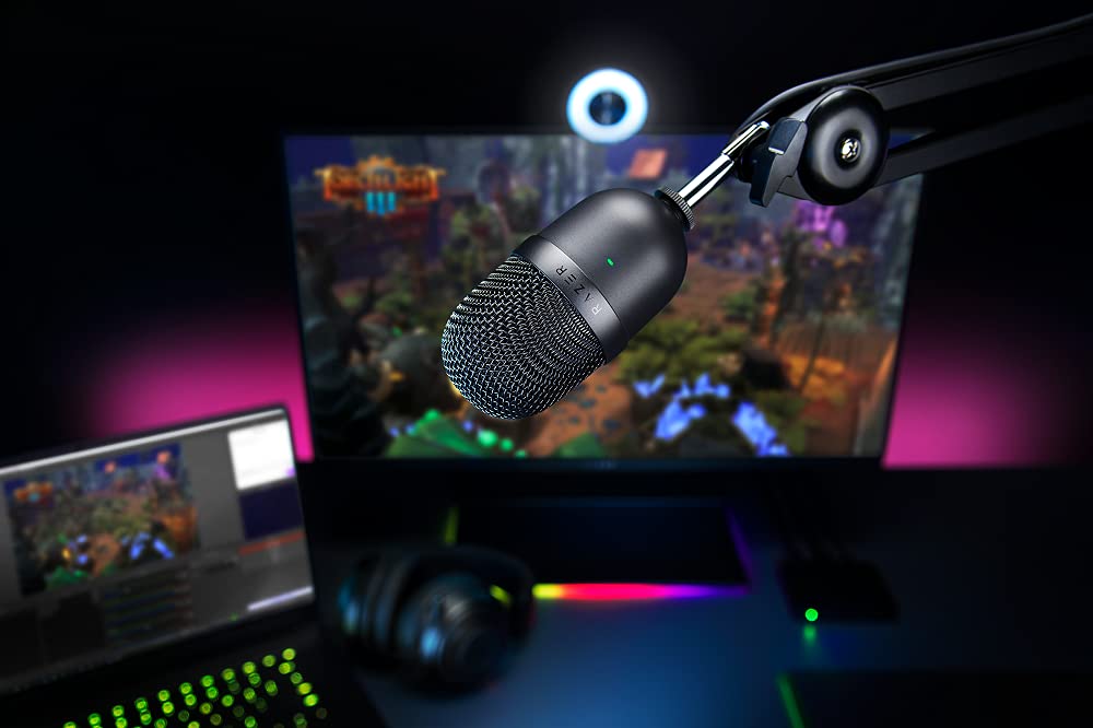Razer Seiren Mini - USB Condenser Microphone for Streaming (Compact with Supercardioid Polar Pattern, Tiltable Stand, Integrated Shock Absorber) Quartz Pink