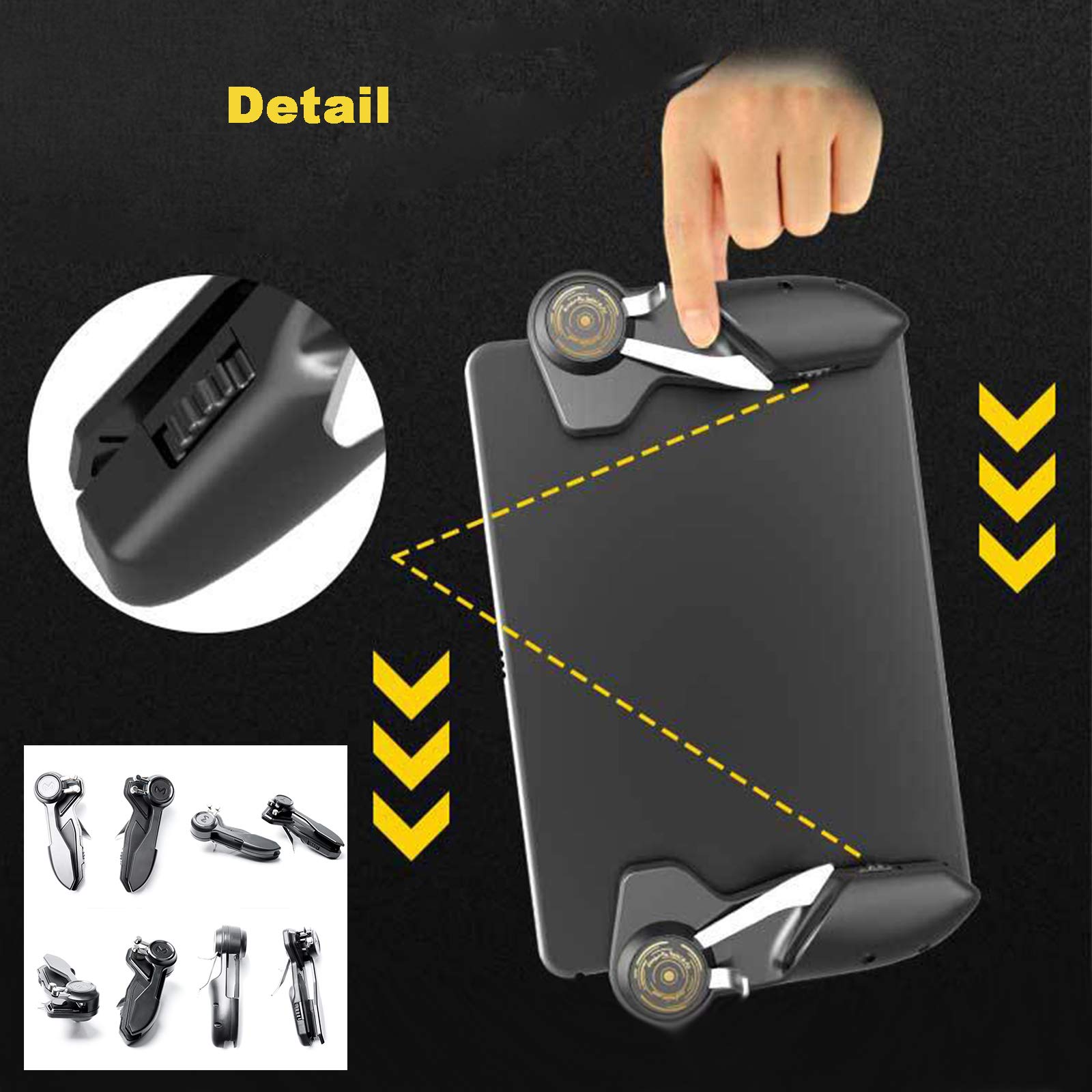 HUAYUWA 2Pcs Tablet Game Joystick Trigger Handle 6 Finger L1R1 Shooter Fire Aim Button Controller Fits for iPad Tablet PUBG Game Accessories