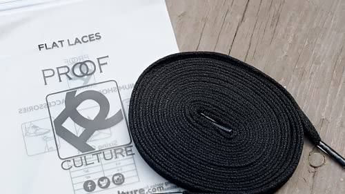 Proof Culture | Compatible with Jordan 1-8 Laces | Premium Flat Black Cotton Shoe Laces Replacement for Jordan Laces and Air Force Laces (Black, 54")