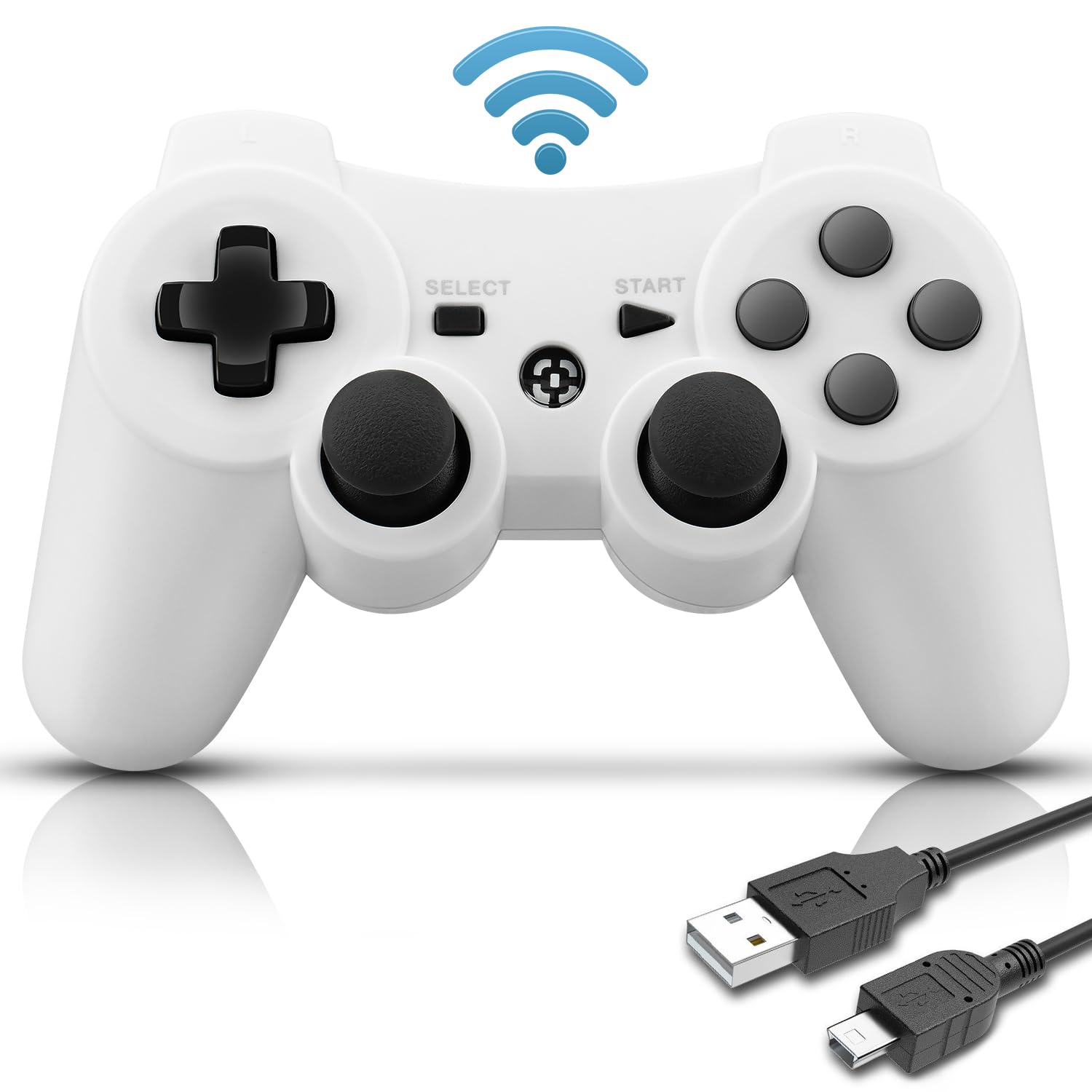 Blue Wireless Gamepad Works with PS3 Controller, OUBNAG for PS3 Remote Compatible with Playstation 3 Cooling Game Controllers for PS-3 Gift for Kids Boy Girl Man (2022 New Lightning Blue Pa3 Joystick)