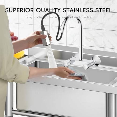 Gaomon Stainless Steel Sink, Commercial Kitchen Prep & Utility Sink Free Standing Single Bowl with Drainboard for Restaurant Laundry Garage Bar Workshop (1 Sink/W Drainboard, 39"L x 23.6"W x 37"H)