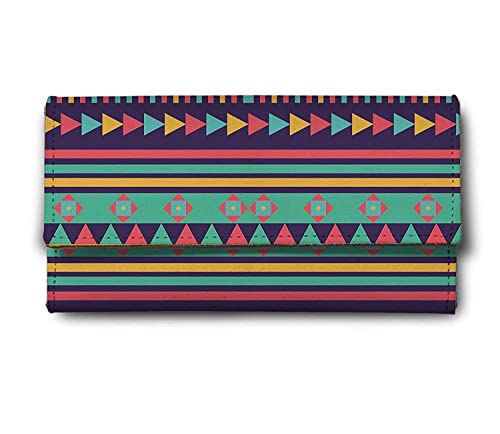 ShopMantra Women's Triangular Art Pattern Faux Leather Printed Wallet | Wallet for Women | Ladies Purse | Clutch | Multiple Card Holder Organizer and Phone Pocket Zip Wallet.