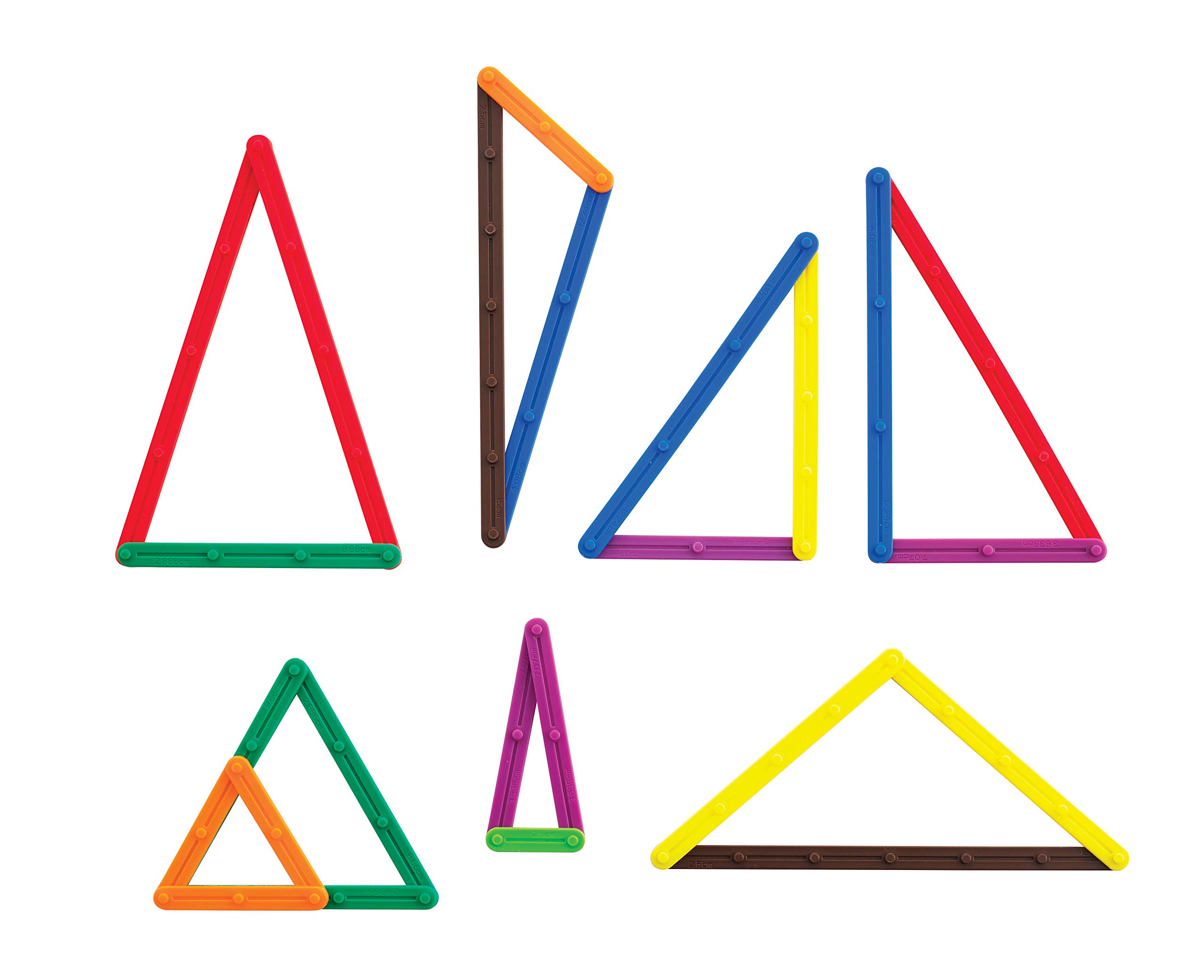 LEARNING ADVANTAGE GeoStix Basic Set - 80 Construction Sticks - 24 Activity Cards - 2 Protractors - Build 2D Shapes and Measure Angles - Teach Geometry with Construction