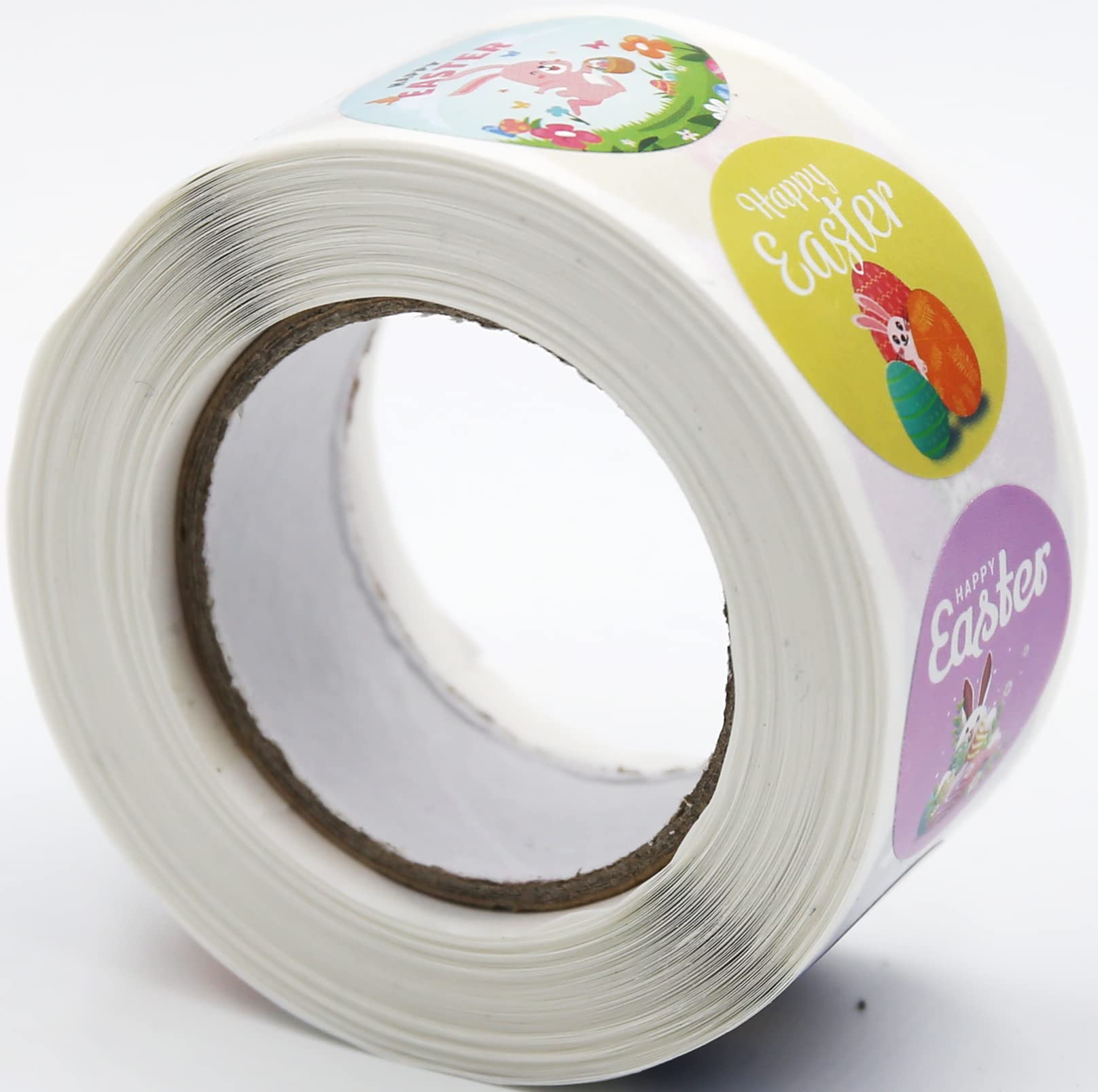 DAFURIET 500pcs Easter Bunny Stickers for Kids, Cute Happy 1 inch Self-Adhesive Easter Stickers, 8 Designs Happy Bunny Waterproof Stickers Per Roll for Easter Art Craft
