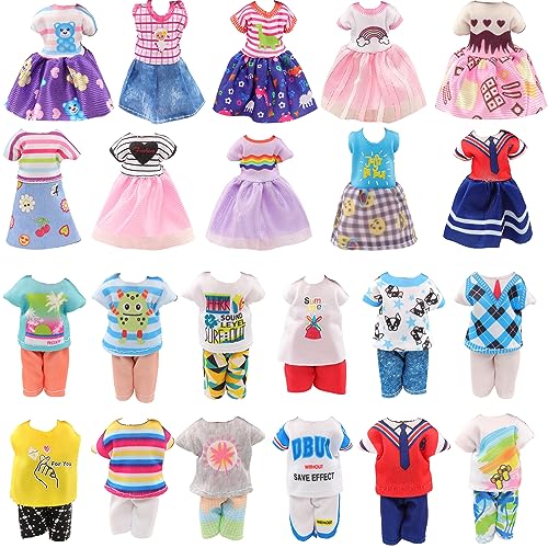 Joyfun 7 Pcs 6 Inch Girl Doll Clothes 3 Pieces Dress, 2 Pieces Outfits and 2 pcs Shoes for 11.5 Inch Girl's Sister 6" Doll