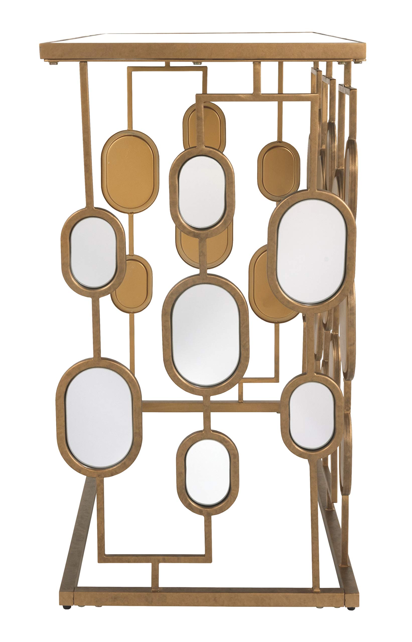 Signature Design by Ashley Majaci Retro Mirrored Glass Top Console Table, Gold Finish