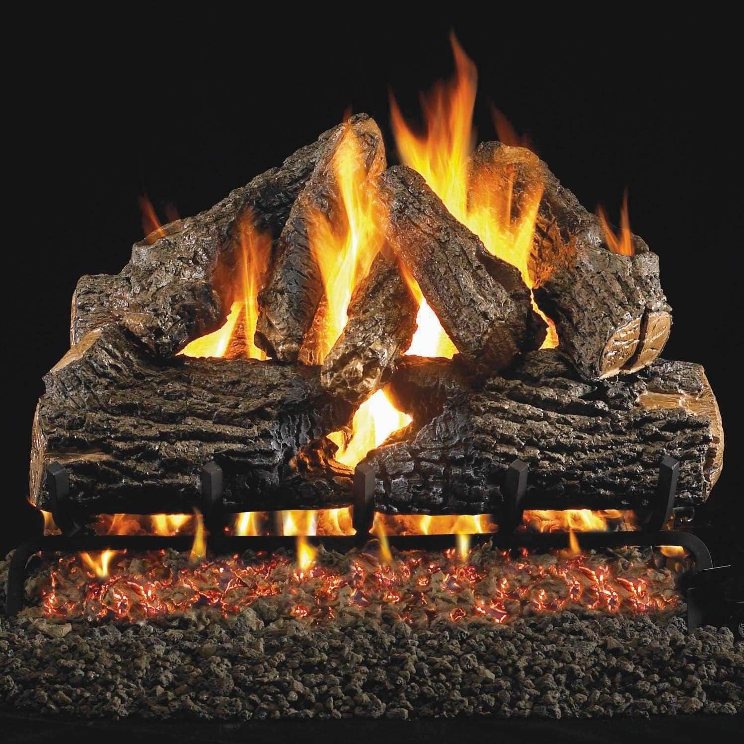 Peterson Real Fyre 18 Inch Charred Oak Log Set With Vented Natural Gas G45 Burner - Match Light