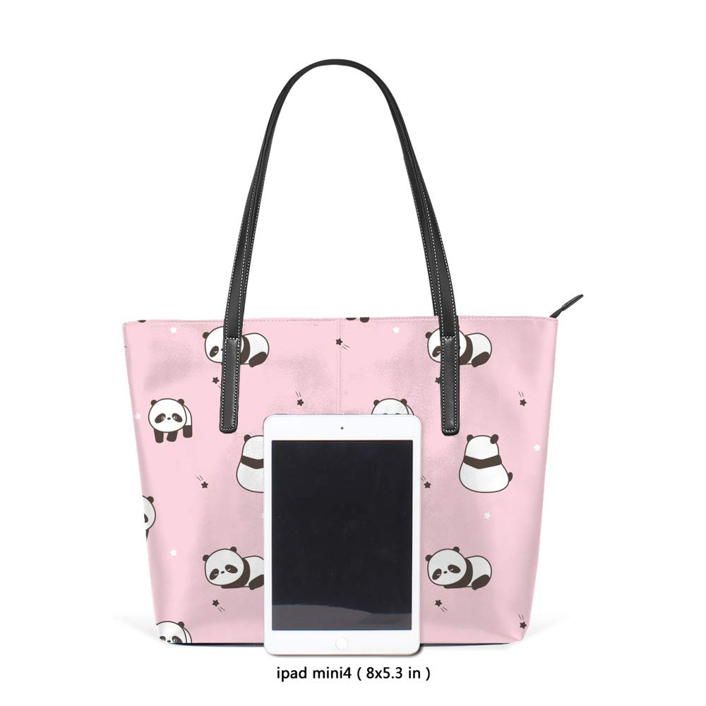 Shoulder Bag for Women Tote Bags Leather Shopper Bag Large Work Cute Cartoon Panda Decor Handbags Casual Bag
