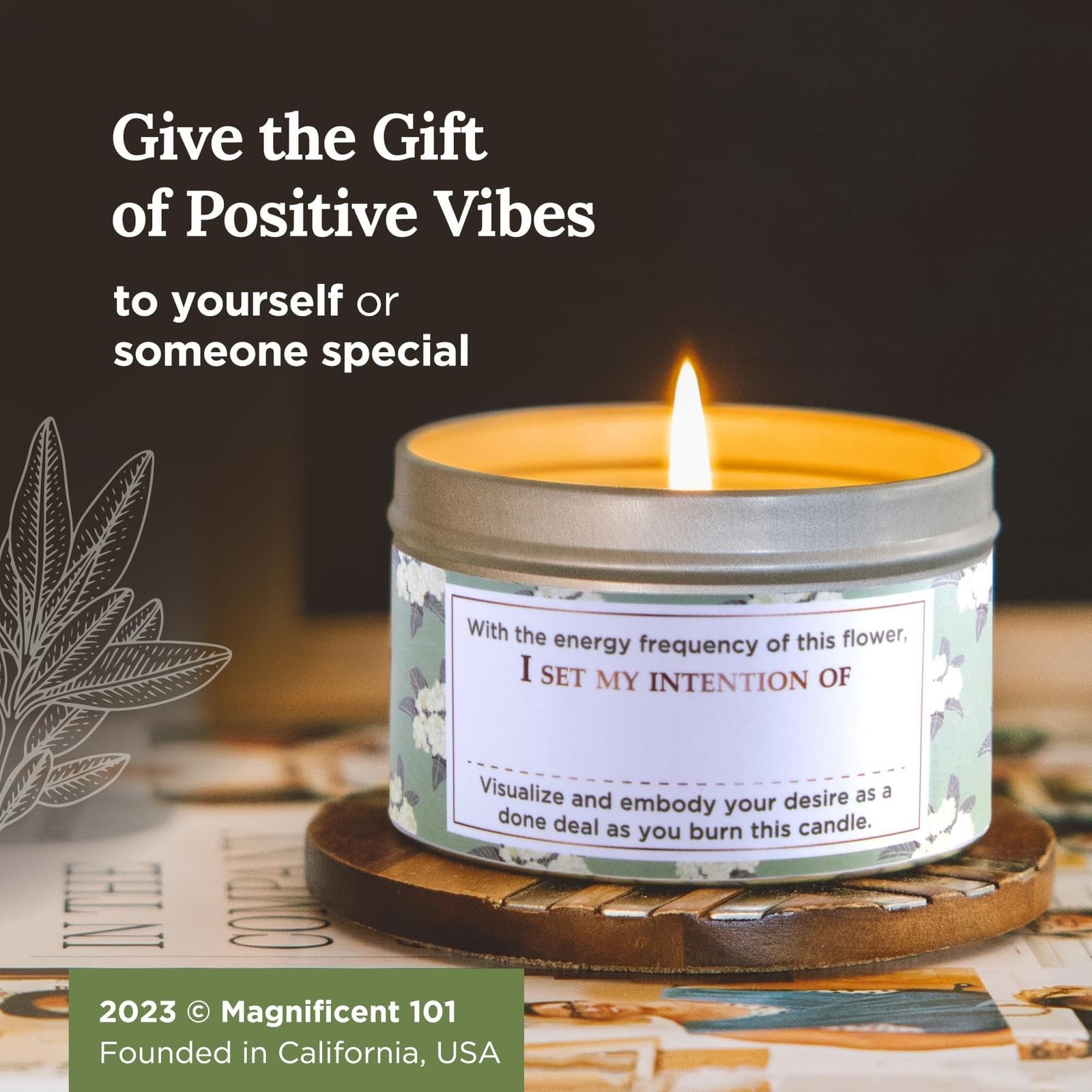 Magnificent 101 Long Lasting Gardenia Scented Smudge Candle | 6 Oz - 35 Hour Burn | All Natural Candle for Manifestation, Purification & House Energy Cleansing