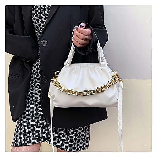 Cloud Purse for Women Crossbody Dumpling Purses Fashion Ruched Handbag Small Top-handle Shoulder Cluch Bags White