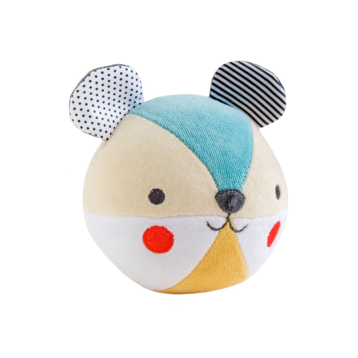 Petit Collage Organic Cotton Soft Chime Busy Baby Ball – Learning Toy for Babies and Toddlers, Measures 6” x 4.75” x 5.50” – Cute Activity Toy That Encourages Crawling