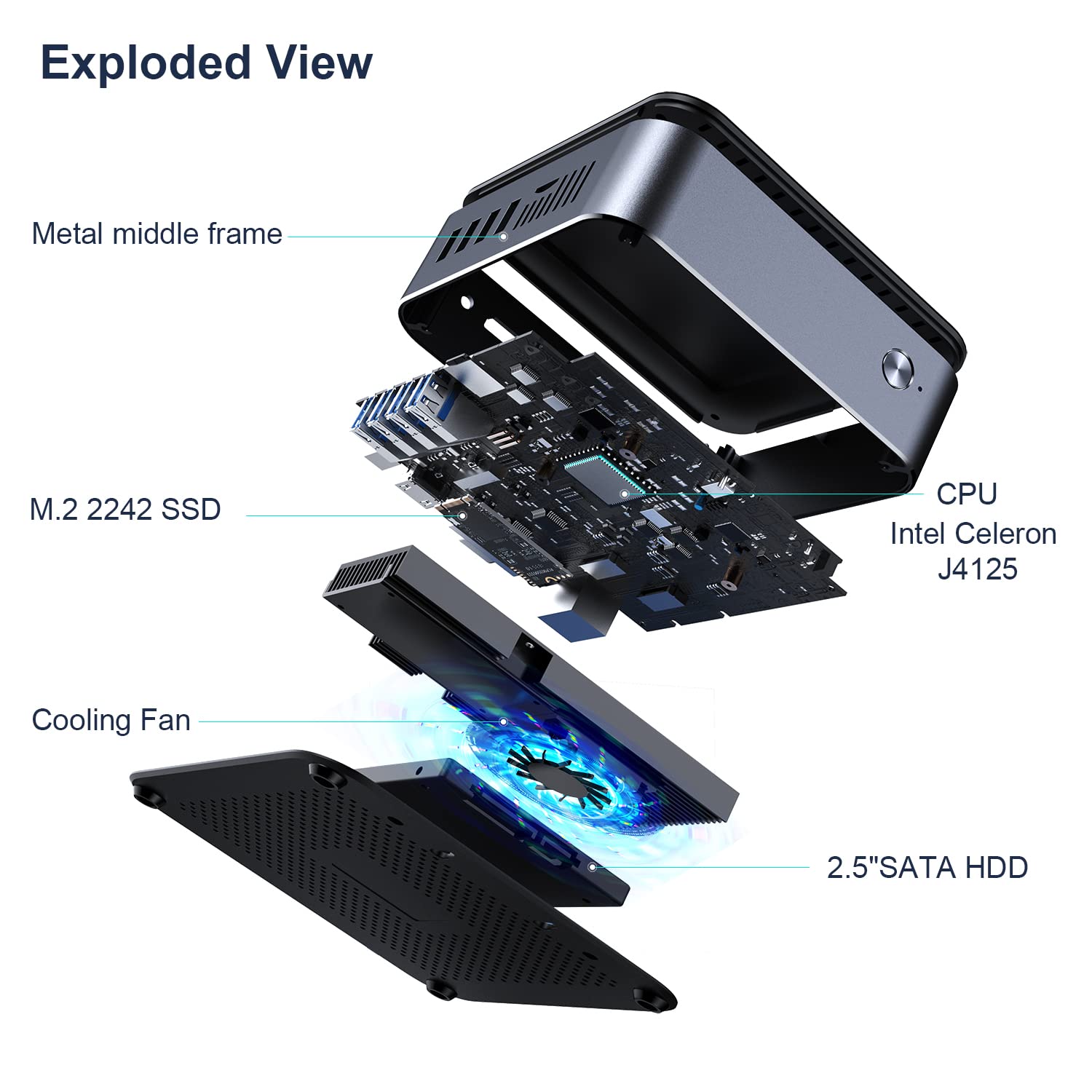 DreamQuest Mini PC Windows 11 Pro with Intel J4125 (Up to 2.7GHz) 8GB RAM/ 256GB SSD Mini Desktop Computer Support HDMI 4K@60Hz, Wi-Fi, Ethernet, Bluetooth 4.2, USB 3.0X4 Work On Business Home Office