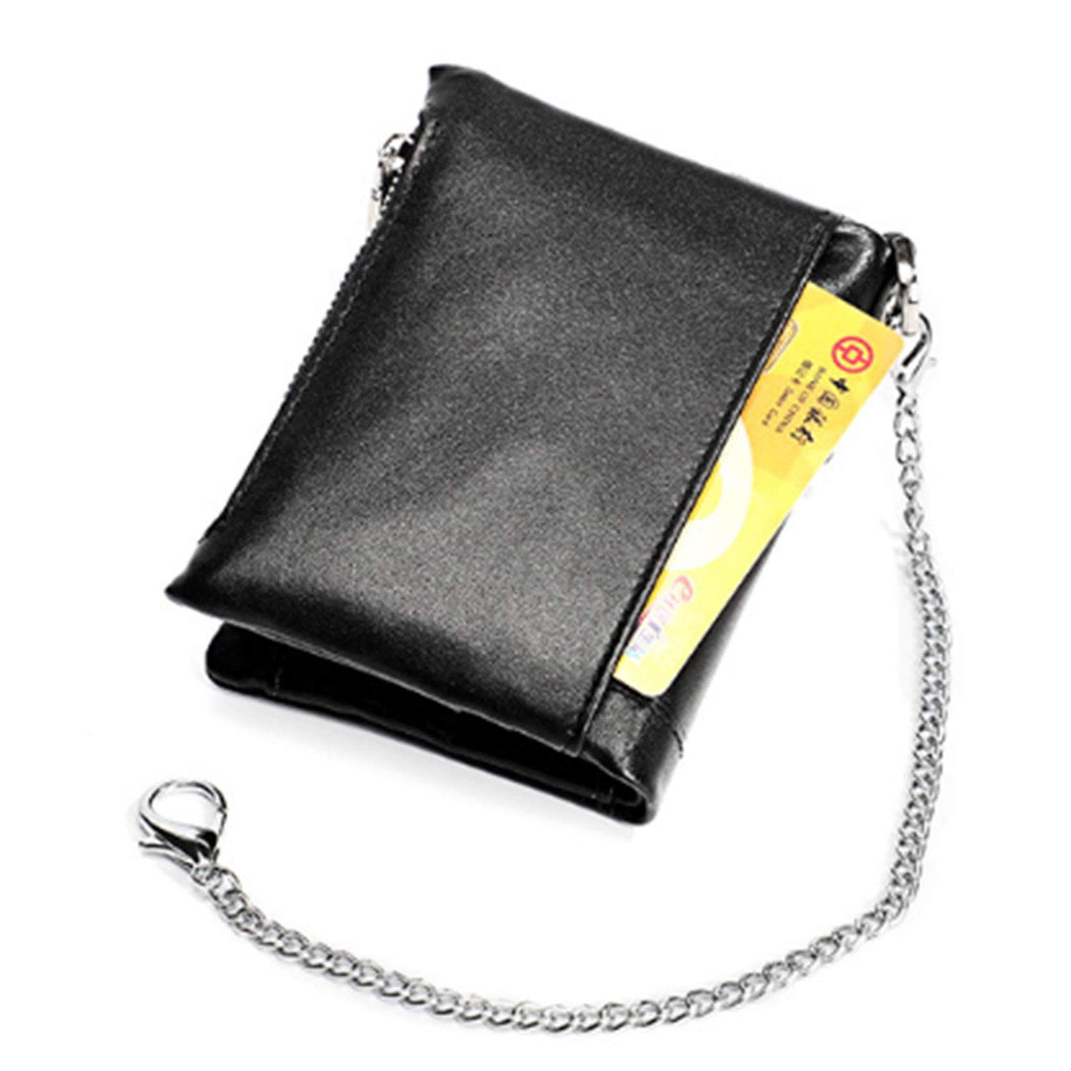 Vintage Women's RFID Blocking Leather Wallet small Chain (black)…