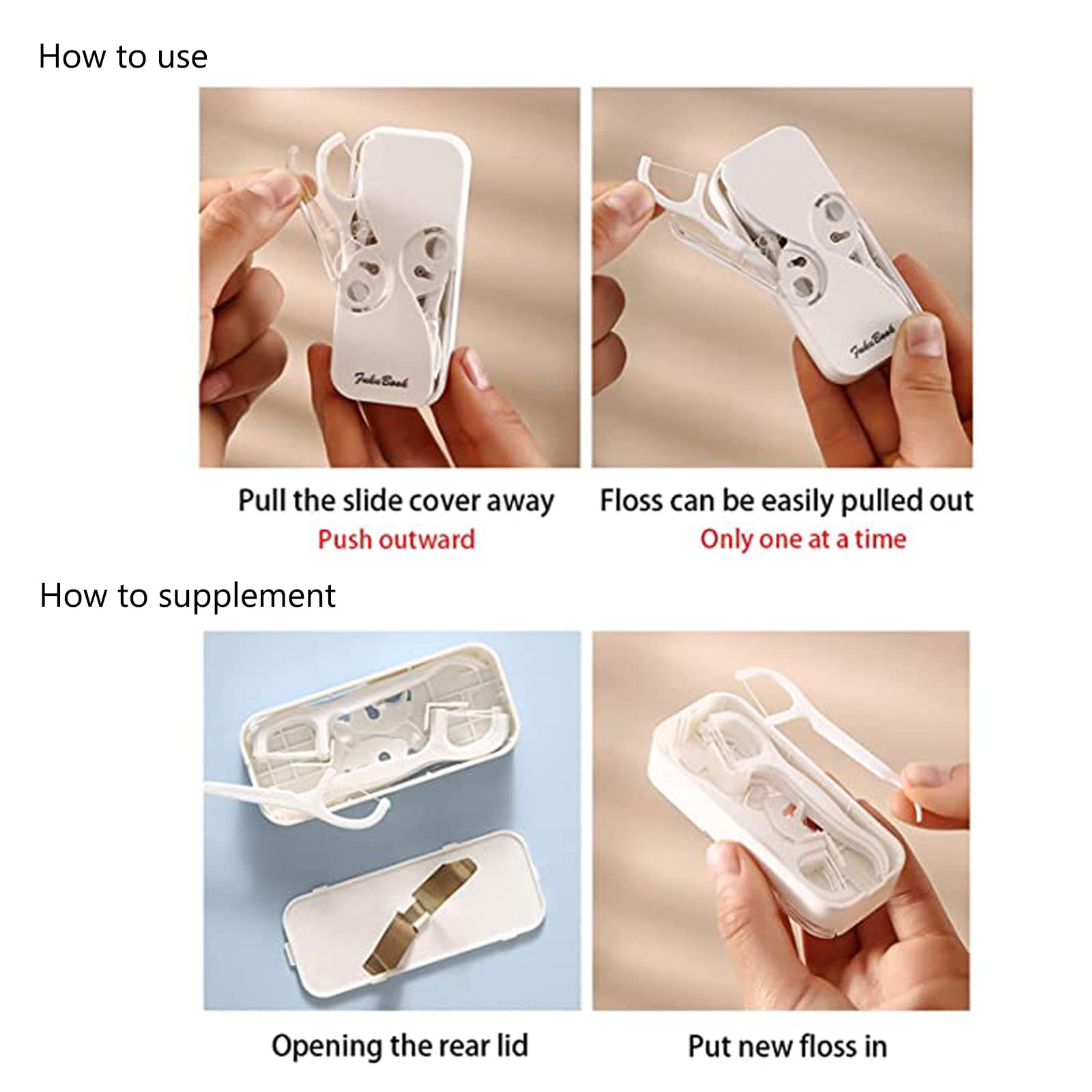 Dental Floss Portable Case Dental Floss Dispenser Dental Floss Picks Cases Automatic Floss Organizer Travel Floss for Women Men Teeth Cleaning (Black+White)