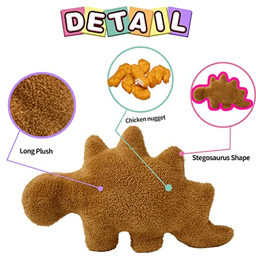 Isaacalyx Stegosaurus-18 inch Dino Chicken Nugget Plush, Soft Dinosaur Chicken Nuggets Pillow for Birthday Gifts, Dinosaur Theme Party Decorations (Dino-D)