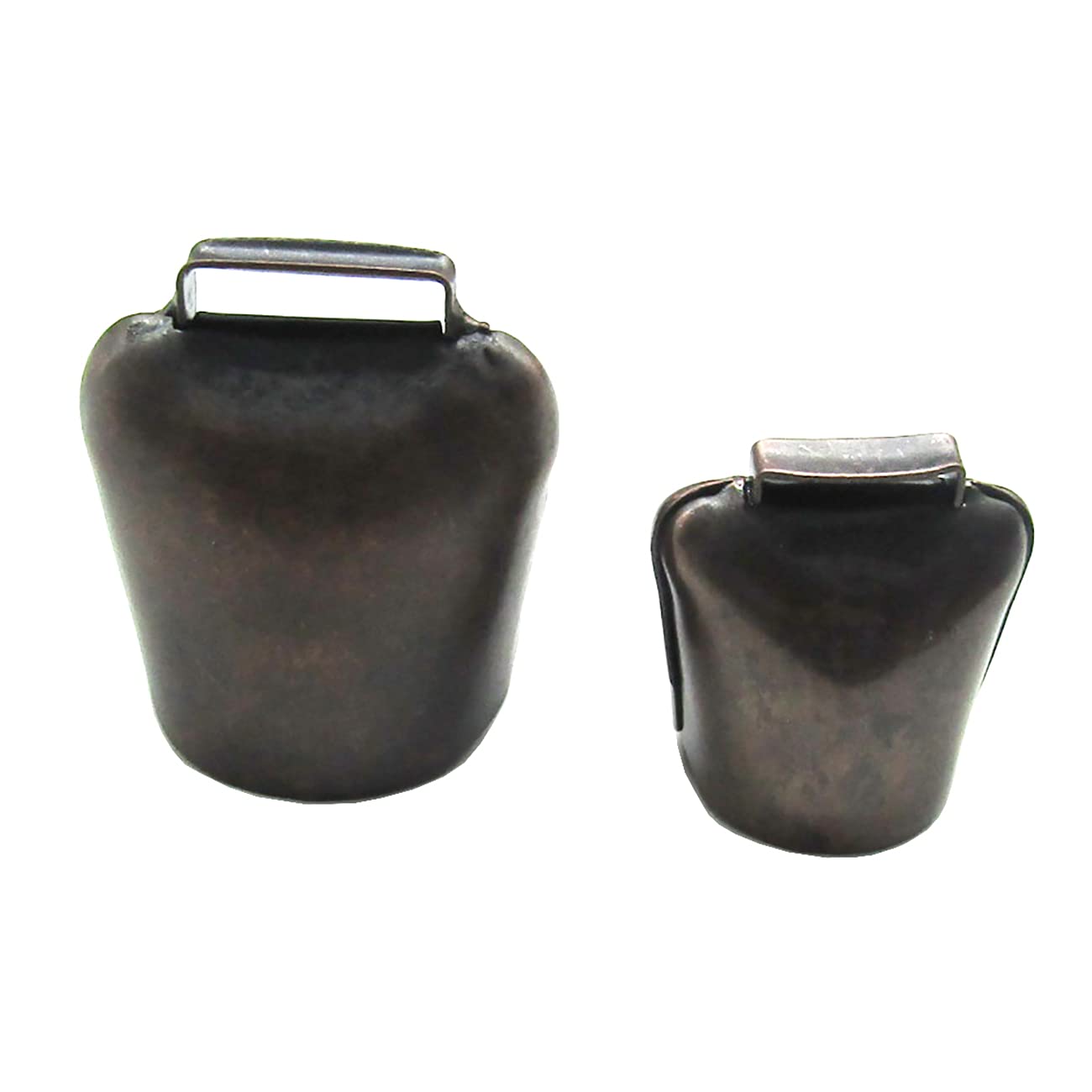 BTYONON 2 Pcs Big Brass Bell Noisemaker Call Bells,Cow Horse Sheep Grazing Copper Bells,Pet Anti-Lost Bells (Red Copper, 2)