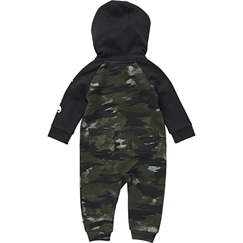 Carhartt Baby Boys' Long-Sleeve Zip-Front Hooded Coverall, Blind Fatigue Camo, 9M