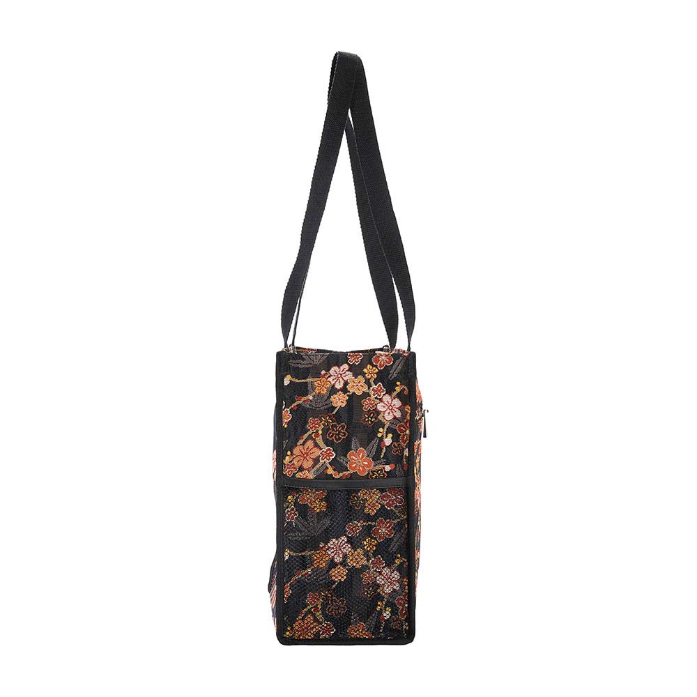 Signare Tapestry Shoulder Bag Shopping Bag for Women with Ume Sakura Design with Japanese Style