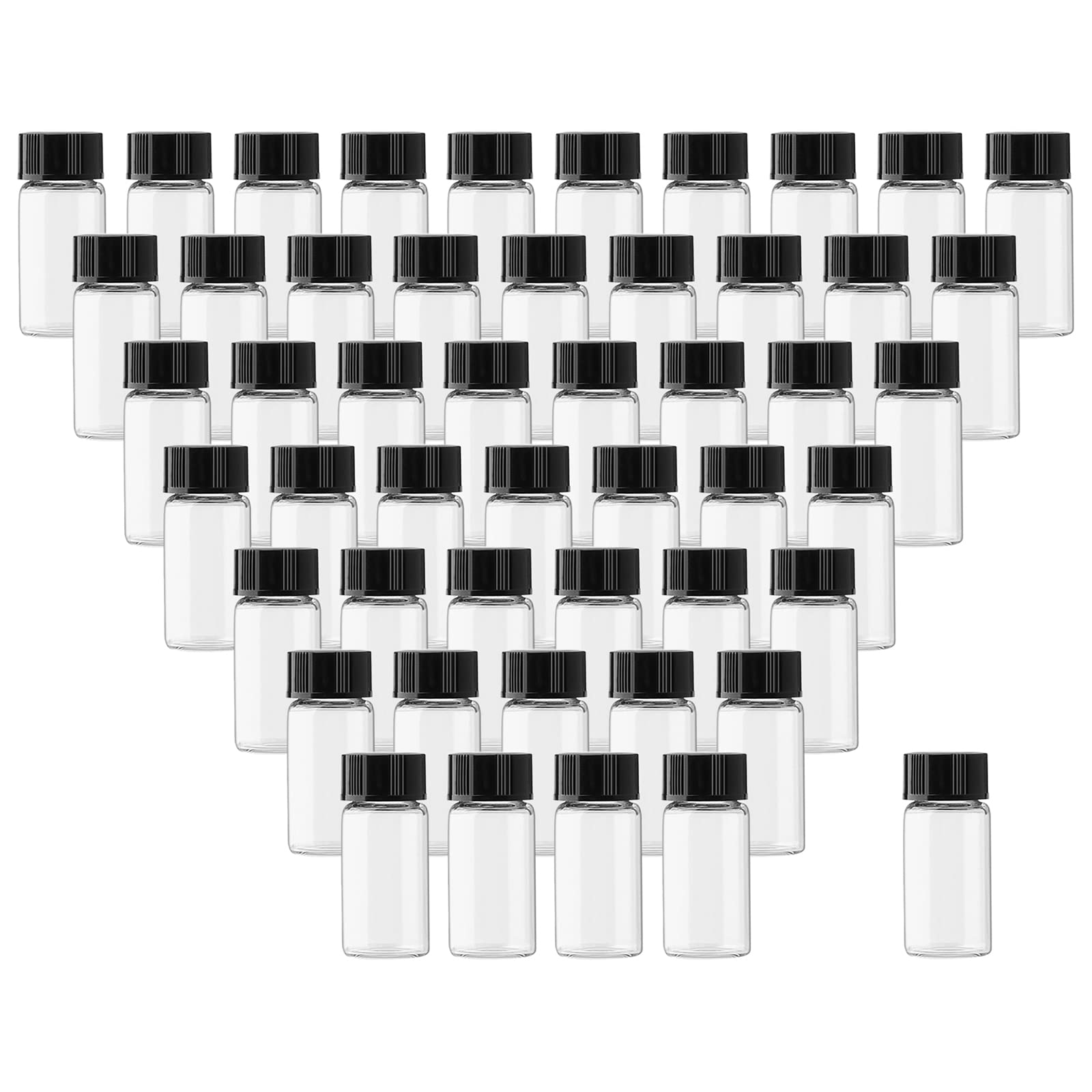 Csfglassbottles 50 pcs 5ml (0.17 Oz) Small Clear Glass Vials Liquid Sampling Sample Vial Leak-Proof Storage Bottles with Black Screw Caps for Oil Chemistry Lab Chemicals