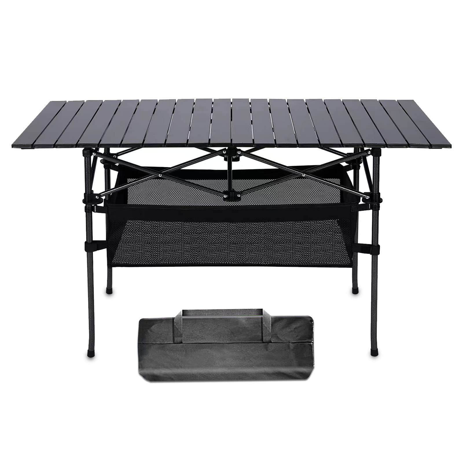Camping Table with Storage Lightweight Beach Table Aluminum Folding Table for Outdoor, Picnic, BBQ, Cooking, Beach, Home