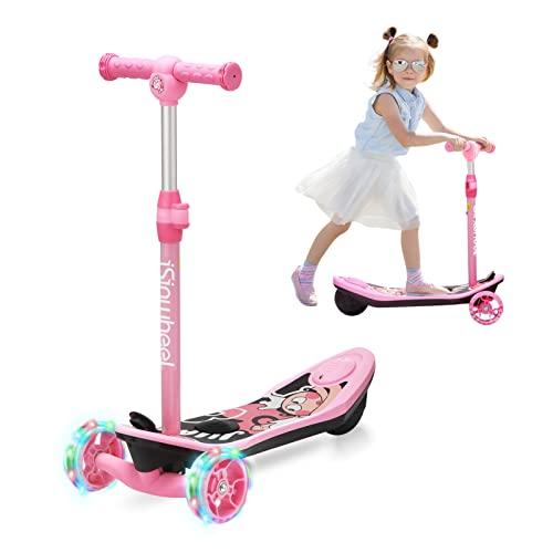isinwheel Mini Electric Scooter for Kids Ages 3-12, 3-Wheel Electric Scooter for Toddler Boys/Girls, Electric Kick Scooter for Kids with Long Battery Life, Flashing LED Wheels, 3 Adjustable Height