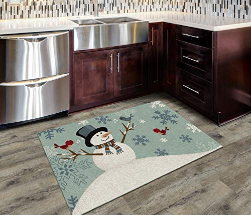 Brumlow MILLS Snowman Songs Holiday Decorative Christmas Celebration Area Rug for Front Door, Entryway, Kitchen or Bedroom Mat, 2'6" x 3'10", Teal