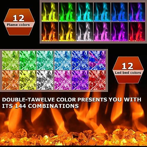 Hocookeper 60 inch Electric Fireplace, Wall Mounted and Recessed Fireplace Linear Fireplace Insert with Remote Control, Adjustable Flame Colors, Timer,750w/1500w, Black