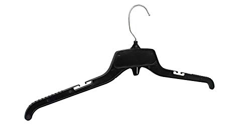 HangOn Shirt Hangers Recycled Plastic with Notches, Black, 19 Inch Pack of 25 (HORB479)