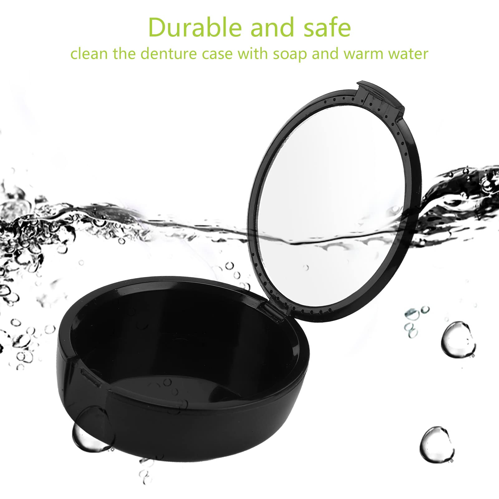 Denture Case, Durable PP Denture Container, Wide Application for Seniors (Black)