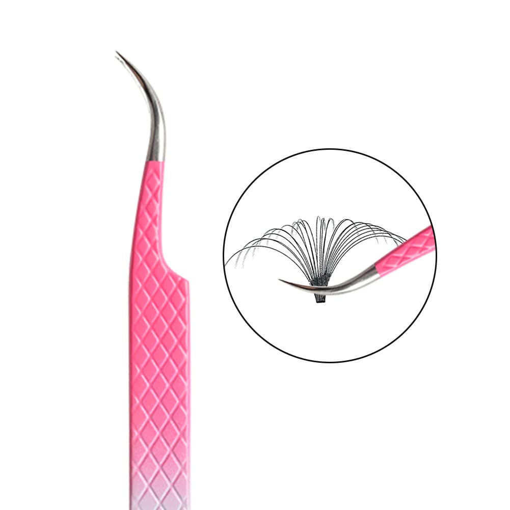 Dassen Lash Tweezers for Eyelash Extension-Professional Lashing Tweezers for Mega Volume Mink Eyelashes Extensions Applying Thin Tips Eyelash Extension Tweezers Gradient Pink Tweezers