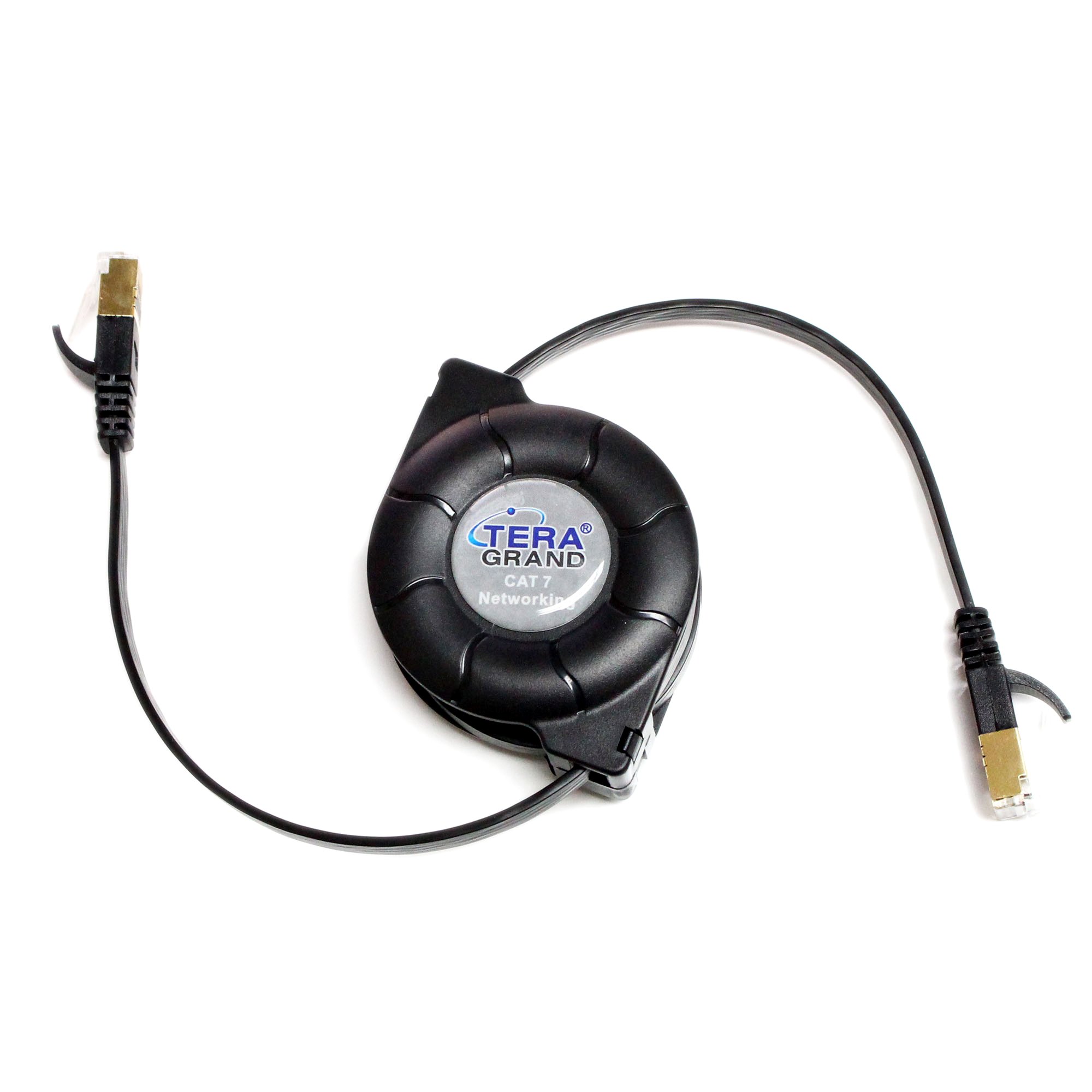 Tera Grand - Premium Cat-7 10 Gigabit Ethernet Retractable Cable for Modem Router LAN Network Playstation Xbox, 1.5Meter (4.9 Ft.) in Retail Package