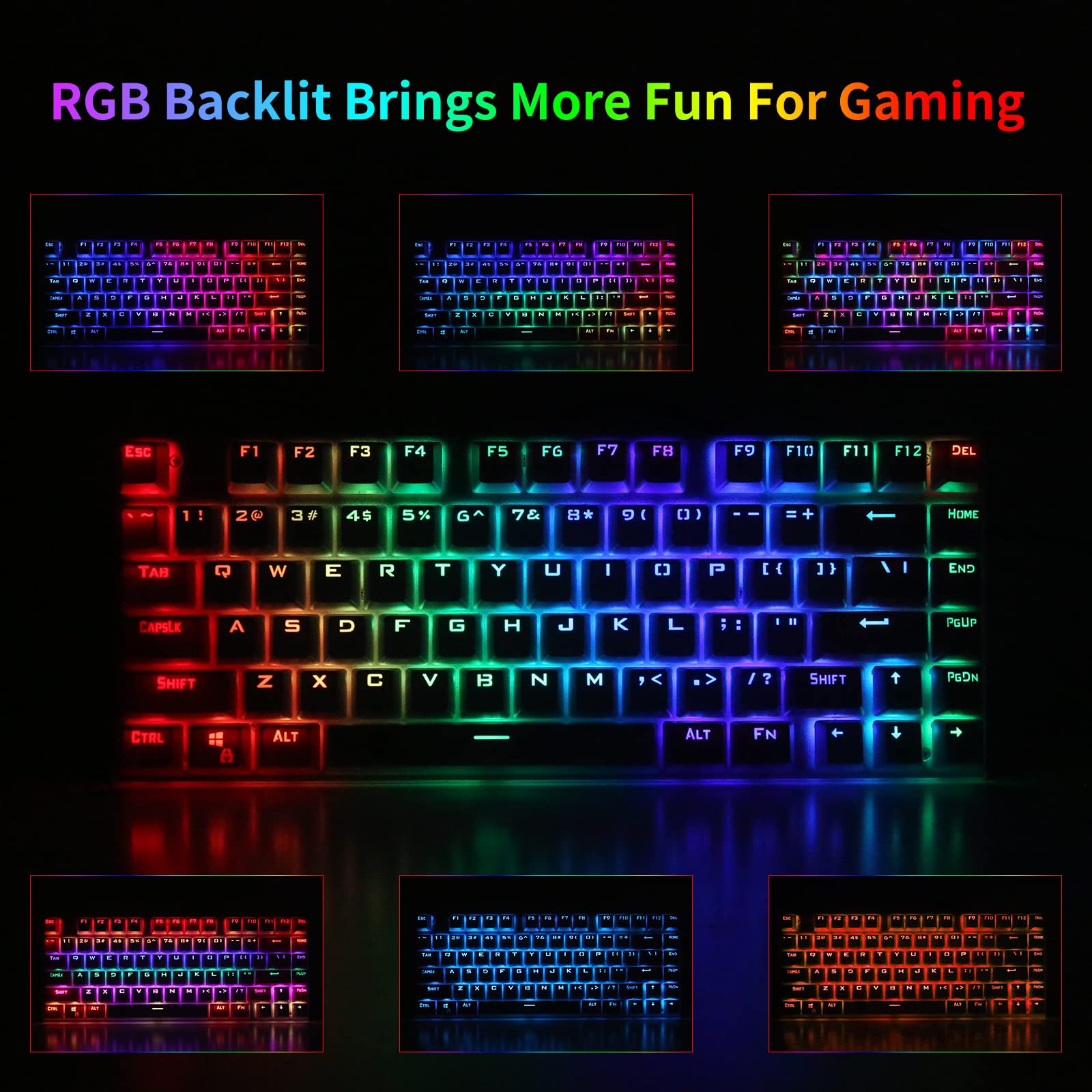 HUO JI E-Yooso Z-88 RGB Mechanical Gaming Keyboard, Red Switches, 60% Compact 81 Keys Hot Swappable for Mac, PC, Cute Pink