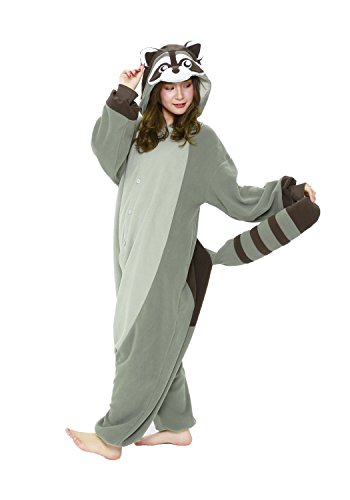 SAZAC Raccoon Kigurumi - Onesie Jumpsuit Halloween Costume Gray