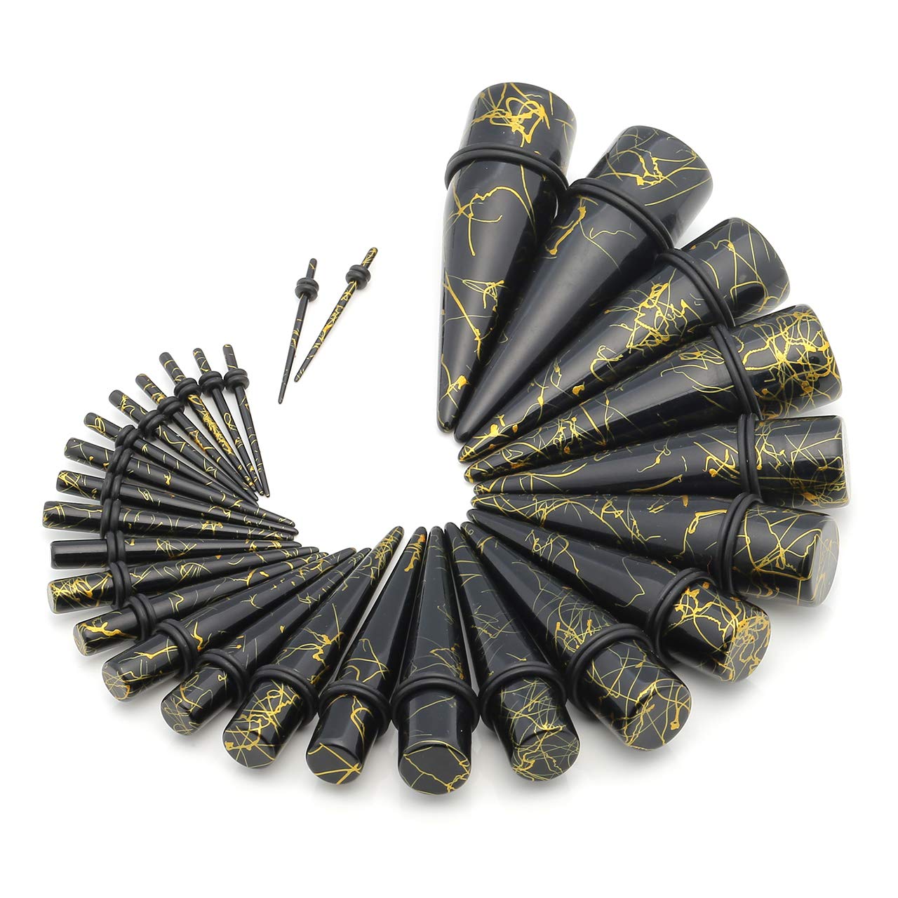 BOPREINA 28PCS Ear Stretching Kit Acrylic Tapers and Plugs O-Ring Gauges Expander Set Body Piercing Jewelry 14G-3/4