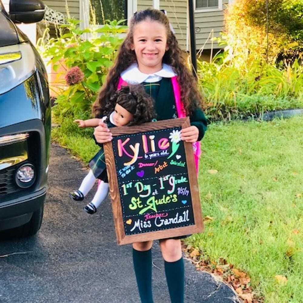 Chalk Board Sign Easel Stand Set - Standing Chalkboard Sign with Stand with Liquid Chalk Markers - Chalkboards to Write on with Stand - Wooden Frame Chalk Board Menu - Large Chalkboard by Peraco