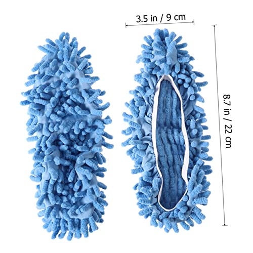 HEMOTON 4 Pcs Cleaning Mops Floor Cleaner Mop Floor Mops Mop Socks Slippers Socks Washable Mop Floor Cleaning Slipper Lay Shoe Cover Dust Mop Slipper Mop Cap Dust Collector Detachable Blue